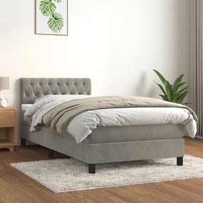 Box spring postel s matrací světle šedá 100x200 cm samet 3141467