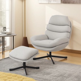 HOMCOM Relaxační křeslo s podnožkou, křeslo, lounge křeslo s čalouněním z chenille, moderní televizní křeslo, 78 x 93 x 100 cm, krémově bílá