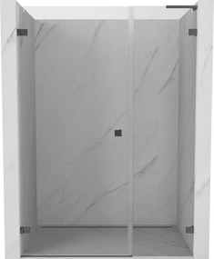 Mexen Lunar-B, L Otočné levé sprchové dveře 130 cm, 8mm čiré sklo, grafitový profil, 832SL-130-050-95-00-L