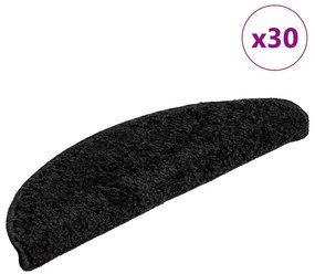 Schodové rohože 30 ks 56 x 17 x 3 cm černé, půlkulaté 3365800