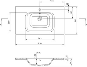 Sapho Sapho, ARECA umyvadlitý mramor, 91x51,5cm, bílá, AC091