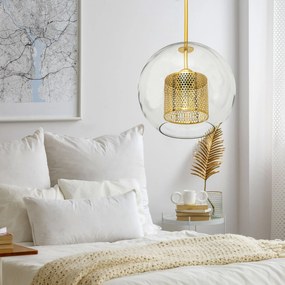 Toolight - závěsná skleněná lampa APP556-1CP 30cm, zlatá, OSW-08749