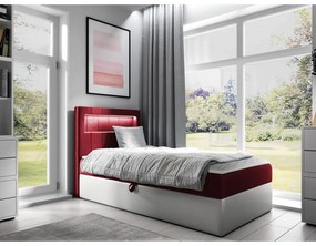 Kontinentální jednolůžková postel Junior Ribezo 1, Strana: pravá, Rozměr postele: 100x200, Barva:: ekokoža Soft 017 (biała) + Fresh 12