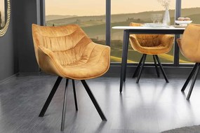 Designová jídelní židle Miramar Style hořčicově žlutá samet