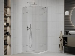 Mexen Roma Duo, sprchový kout 90 (dveře) x 90 (dveře) cm, 6mm čiré sklo, chromový profil + sprchová vanička, 854-090-090-01-02-4010