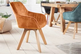 Designová otočná židle Gaura tmavě - hořčicový samet