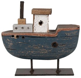 Modrá dekorativní miniaturní dekorace loďka na podstavci Nauticco - 10*3*10 cm