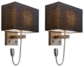 Sada 2 nástěnných lamp ocel sstínítkem