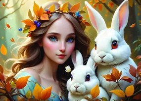 ALIPSON Puzzle Dívka a králíci / 500 dílků / od 12 let