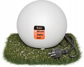 Zahradní lampa Kula do zahrady Led Bílá Zapichovací Kabel 230V E27 20cm IP65