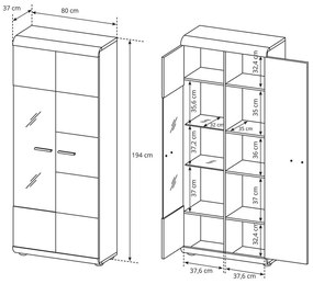 LINK s | vitrína vysoká | 80 cm | sonoma