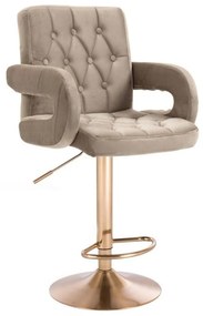 LuxuryForm DESIGN Barová židle BOSTON VELUR na zlaté kulaté podstavě - latte