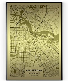 Plakát / Obraz Mapa Amsterdam Pololesklý saténový papír A4 - 21 x 29,7 cm