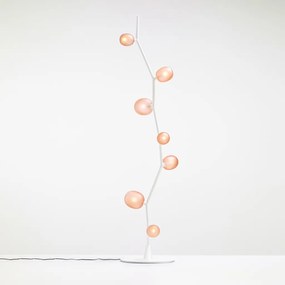 Stojací lampa v organickém designu Ivy Floor Dekor: Růžové sklo / Bílá montura