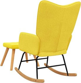 Houpací křeslo se stoličkou hořčicově žluté textil 328025