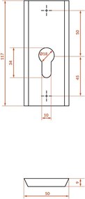 Kuchinox Kuchinox, podlouhlá rozeta pro cylindrickou vložku 117x50x9 mm, černá, LAV-LZ3_902A