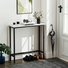 HOMCOM Konzolový stolek do předsíně s nastavitelnými nožičkami, ochranou proti převrácení 75 x 24 x 76 cm pro malý prostor, černý
