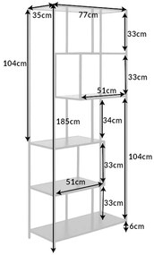 Designový regál Maille 185 x 77 cm černý jasan