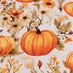 Přehoz na postel FLOWERS AND PUMPKINS, oranžový Rozměr: 170 x 210 cm