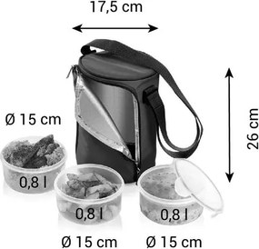 TESCOMA Jídlonosič FRESHBOX, se 3 dózami 0,8 l, bordeaux