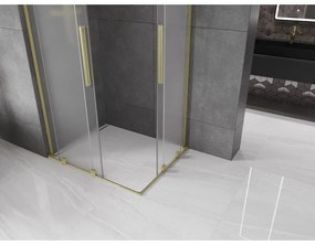 Mexen Velar L Duo, sprchový kout s posuvnými dveřmi 90 x 80 cm, 8mm sklo námraza, zlatá matná, 871-090-080-02-33-55