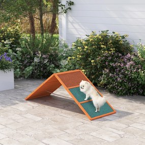 PawHut dog agility most agility vybavení pro psy se skládacím mostem, protiskluzový povrch výškově nastavitelné agility vybavení pro zahradu, 173 x 5…