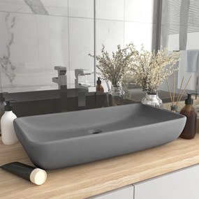 Luxusní umyvadlo obdélníkové matné světle šedé 71x38cm keramika 146960