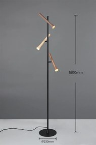 Černá LED stojací lampa s kovovým stínidlem (výška 150 cm) Fiato – Trio