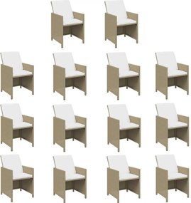 15dílný zahradní jídelní set s poduškami polyratan béžový 3095609
