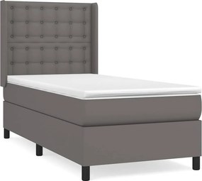 Box spring postel s matrací šedá 90x200 cm umělá kůže 3132481