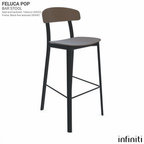 Barová židle Feluca Pop Barva kovové konstrukce: Black ﬁne textured 9004F, Barva sedáku a opěradla z recyklovaného plastu: Tobacco IS022