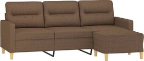 3místná pohovka s podnožkou hnědá 180 cm textil 3201076