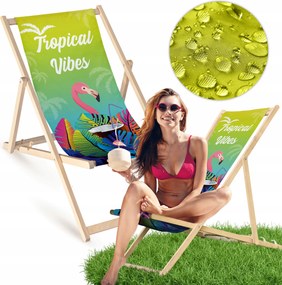 Dřevěné Lehátko Barevné Tropical Vibes Zahradní plážové Bukové