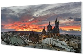 akrylový obraz Krakow Sunset panorama 125x50 cm