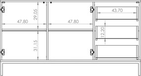 GAB Komoda QUER K2D3SZ, Černá 150 cm