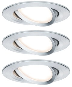 Paulmann 93451 LED Coin Nova round, set kulatých bodovek v úpravě kartáčovaný hliník, 3x6,5W LED 2700K, prům.8,4cm