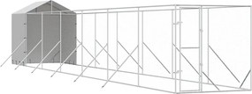Venkovní psí kotec se střechou stříbrný 2 x 14 x 2,5 m ocel 3190477