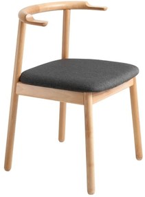 Nordic Design Dřevěná jídelní židle Kube s šedým látkovým sedákem
