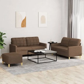 3dílná sedací souprava s poduškami hnědá textil 3201285