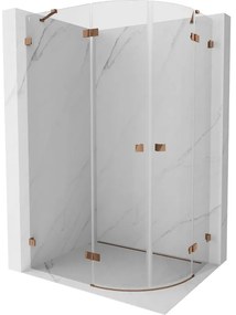 Mexen Lunar, půlkruhový sprchový kout naklápěcí doleva 100 x 70 cm, 8mm čiré sklo, profil růžové zlato, 833-100L-070P-60-00