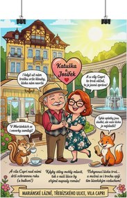Srdcem darované Veselá osobní ilustrace na přání – Tištěný plakát A3 Varianta grafického zpracování:: Pin Up