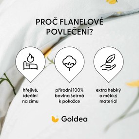 Goldea flanelové povlečení - heřmánek 140 x 200 a 70 x 90 cm