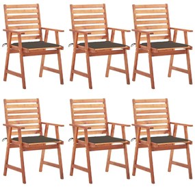 Zahradní jídelní židle 6 ks s poduškami masivní akáciové dřevo,  3078355
