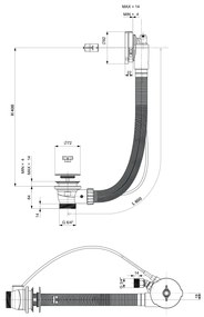 Polysan Vanová souprava s napouštěním, bovden, délka 600mm, zátka 72mm, bílá, 71851.10