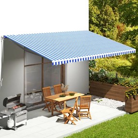 Náhradní plachta na markýzu modrá a bílá 600 x 350 cm polyesterová 311924
