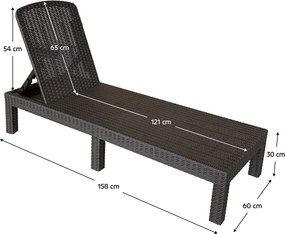 Zahradní polohovací lehátko, hnědá, ZAMA
