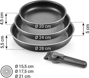 TESCOMA Sada pánví s odnímatelnou rukojetí VARIO, 4 díly