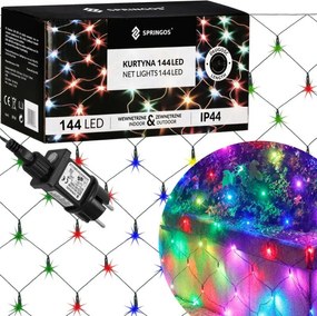 LED světelná síť - 2x2m, 144LED, 8 funkcí, paměť, IP44, multicolor