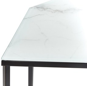 Skleněný konzolový stolek efekt bílého mramoru / černá PERRIN Beliani