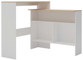 vidaXL Marketos Barový stůl se 2 stolními deskami bílý a dub 130 x 40 x 120 cm